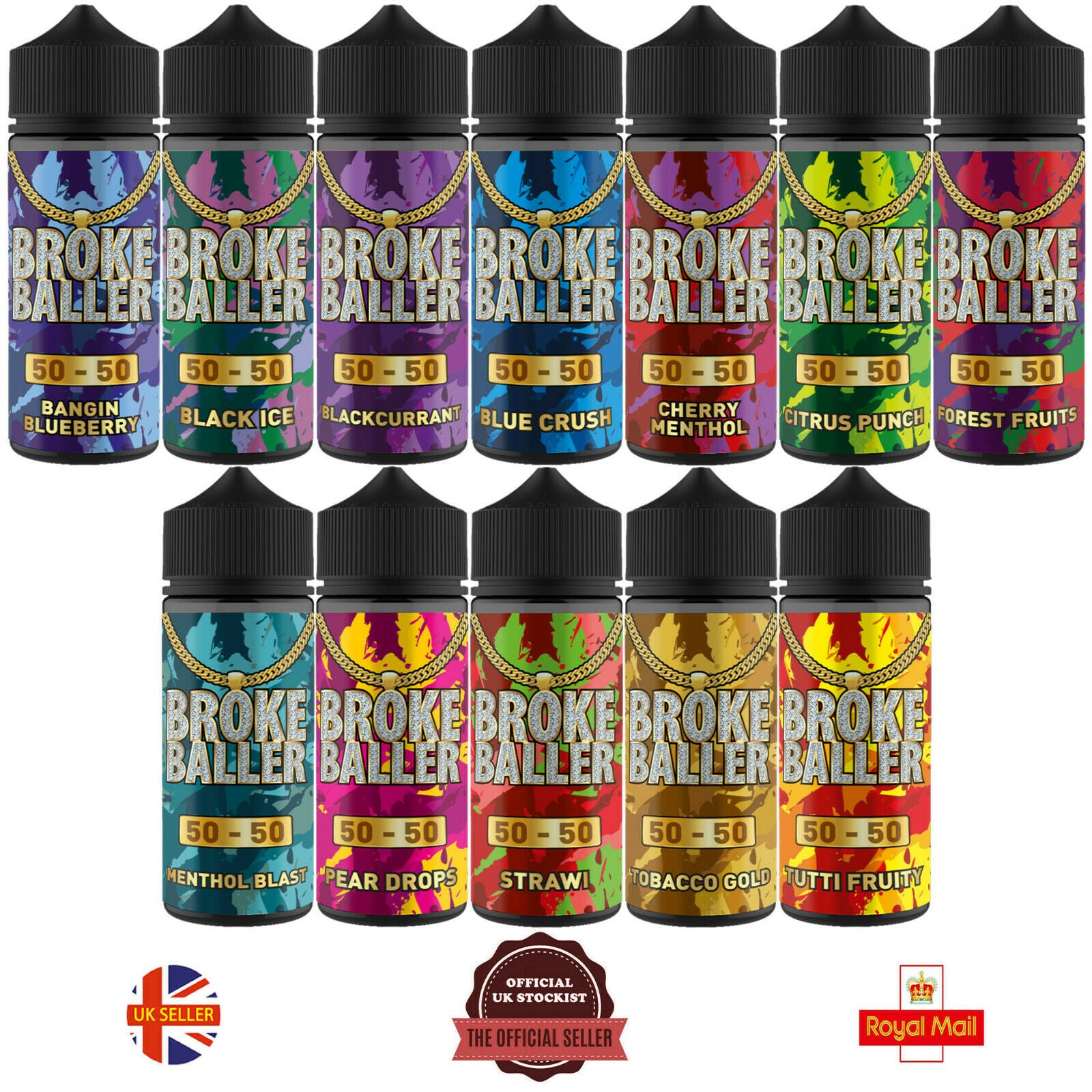 BROKE BALLER 100ML Premium E Liquid, 50VG/50PG Vape 0MG Juice
