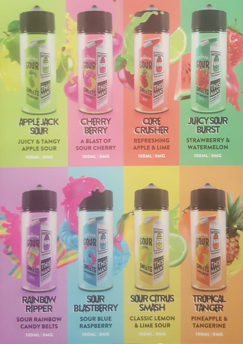 Core Crusher By The Juiceman Sour Sweets 100ML E Liquid 50VG Vape 0MG